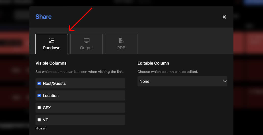 Editable rundown | Rundown Studio